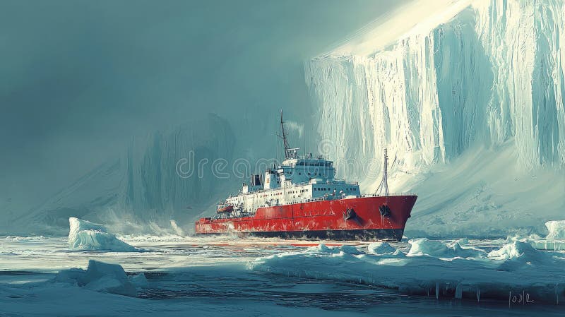 Modern Atomic Icebreaker Navigating through Arctic Sea for Polar ...