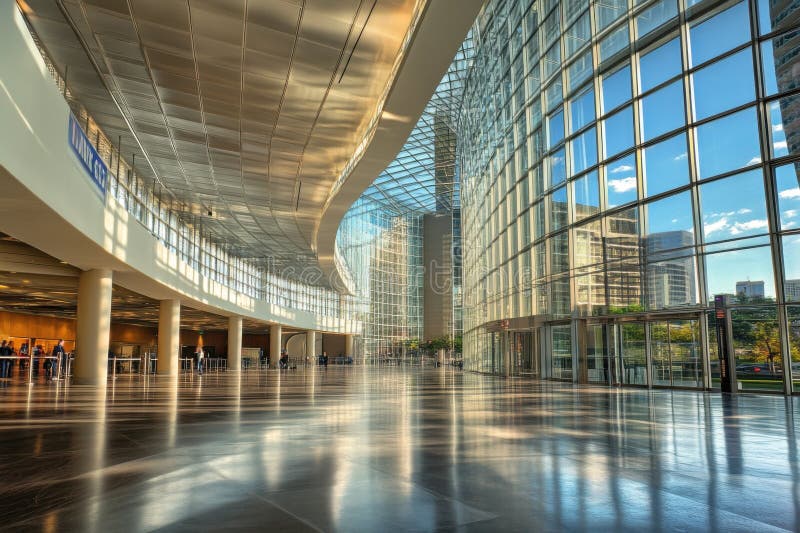 Modern Atrium Architecture stock illustration. Illustration of columns ...