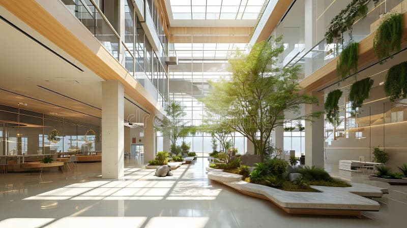 Modern Atrium Design stock illustration. Illustration of spacious ...