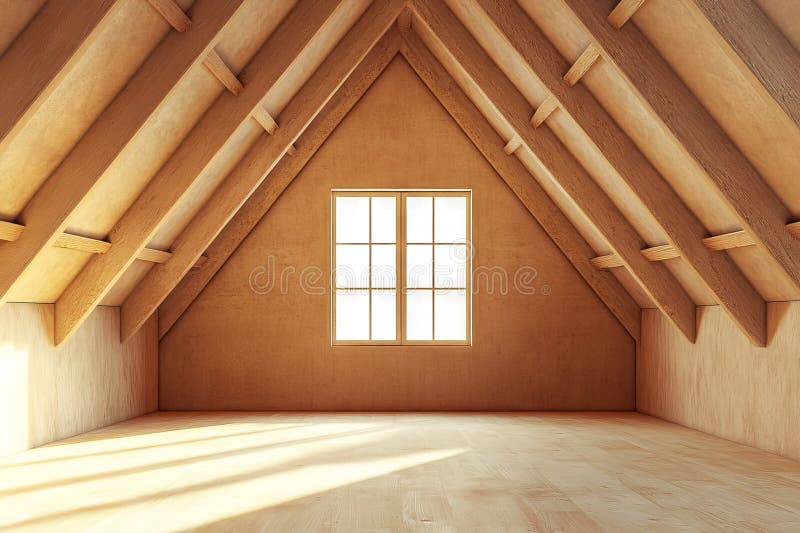 This Modern Attic Features a Spacious Interior with a Large Triangular ...