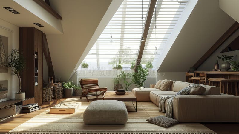 A Modern Attic Inside is a Stylish and Functional Living Space that Has ...