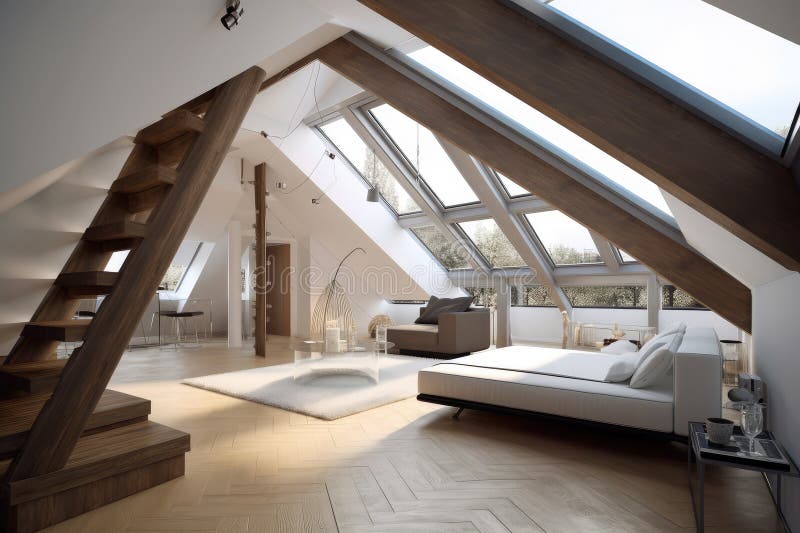 A Modern Attic Inside is a Stylish and Functional Living Space that Has ...