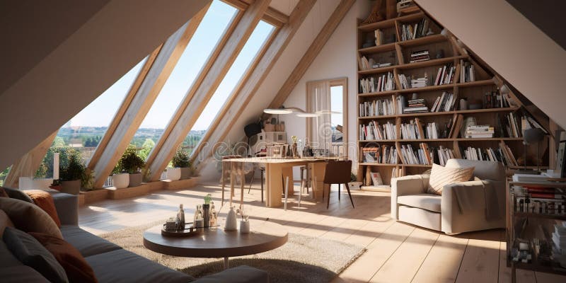 A Modern Attic Inside is a Stylish and Functional Living Space that Has ...