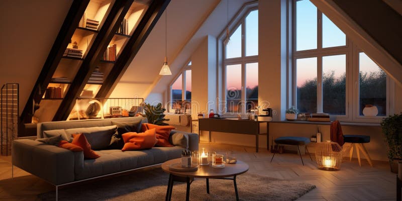A Modern Attic Inside is a Stylish and Functional Living Space that Has ...