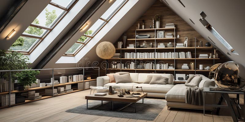 A Modern Attic Inside is a Stylish and Functional Living Space that Has ...