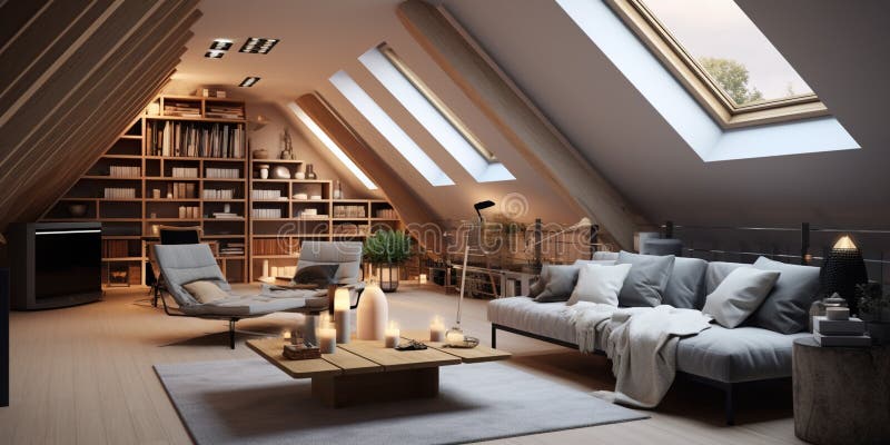 A Modern Attic Inside is a Stylish and Functional Living Space that Has ...
