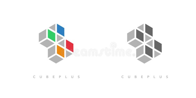 Modern and Attractive Cube Plus Logo Design Stock Vector - Illustration ...