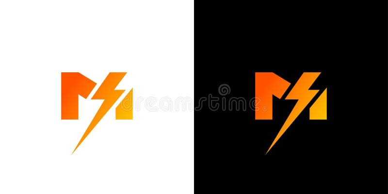 Modern and Attractive Letter M Electric Voltage Logo Design Stock ...