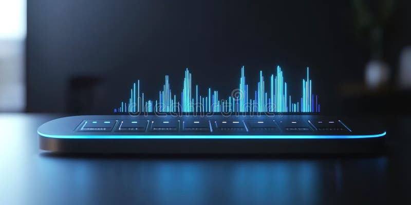 Modern Audio Mixer with Visual Sound Wave Display in a Sleek Studio ...