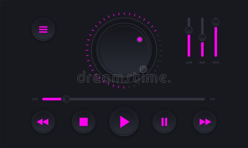 Modern Audio Player Interface. Stock Vector - Illustration of button ...