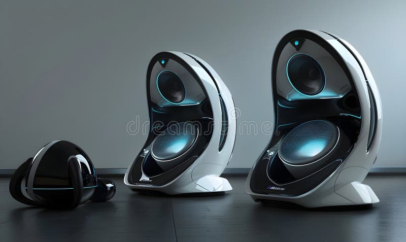 Modern Audio Products in Sleek Design Setup Stock Illustration ...