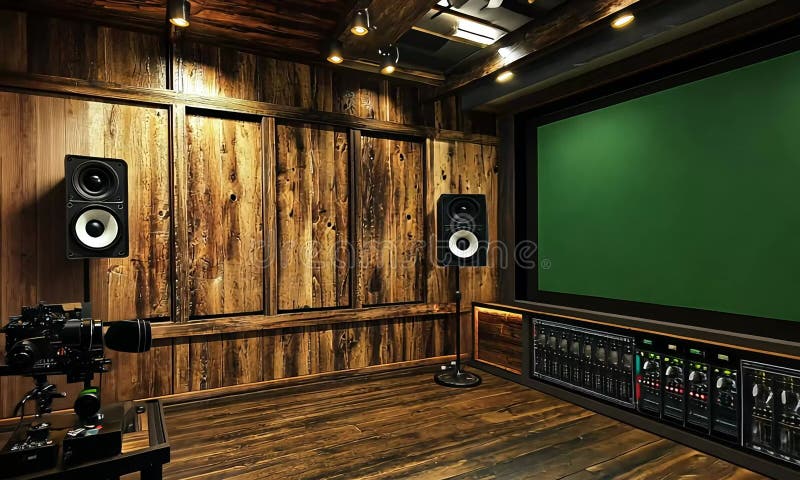 Modern Audio-visual Studio with Wooden Walls, Professional Sound ...