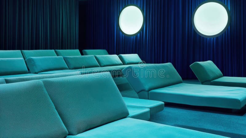 Modern Auditorium with Blue Seating and Circular Windows for Unique ...