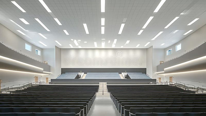 Modern Auditorium Seating Rows Stage and Lighting Stock Image - Image ...