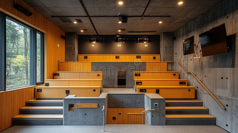 Modern Auditorium with Tiered Seating Stock Illustration - Illustration ...