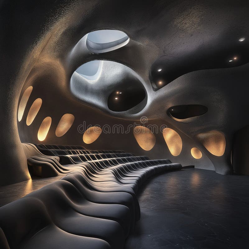 Modern Auditorium, Unique Lighting, Innovative Seating Design Stock ...