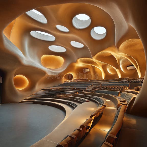 Modern Auditorium, Unique Lighting, Innovative Seating Design Stock ...