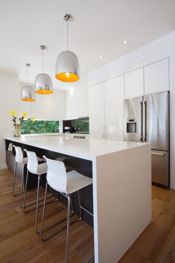 Modern Australian Kitchen Renovation with Waterfall Island Bench Stock ...