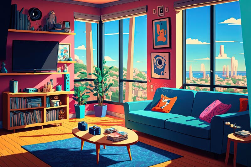 Modern Australian Mansion Living Room Stock Illustration - Illustration ...