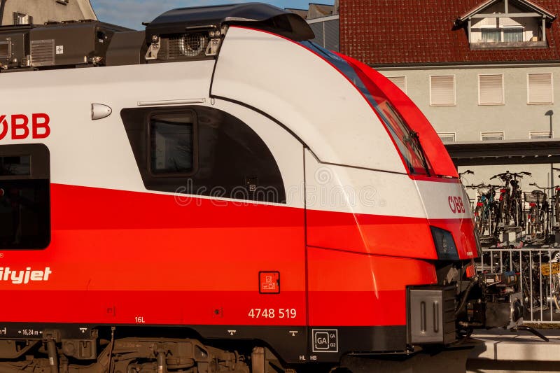 A Modern Austrian Train Seen in Lindau, Germany Editorial Photo - Image ...
