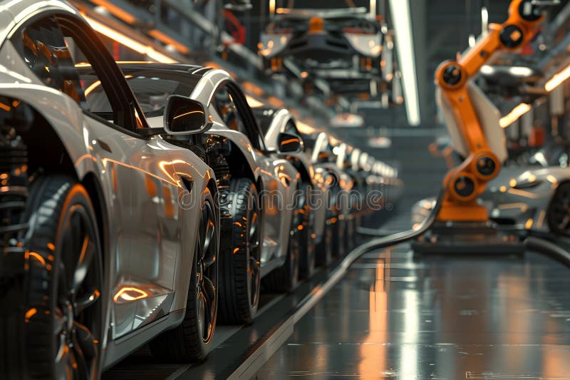 Modern Auto Manufacturing with Robotic Technology Stock Illustration ...