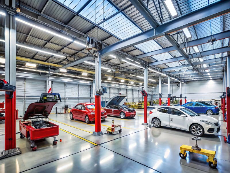 Modern Auto Repair Facility Panoramic View Showcases StateoftheArt ...