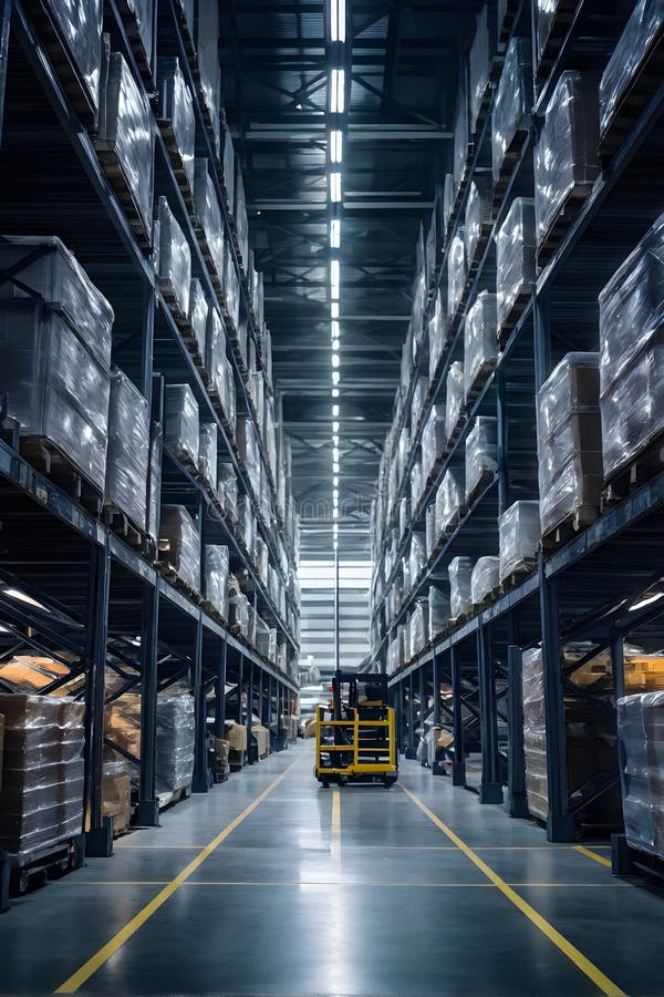 Modern Automated High Rise Warehouse with Metal Racks Stock ...