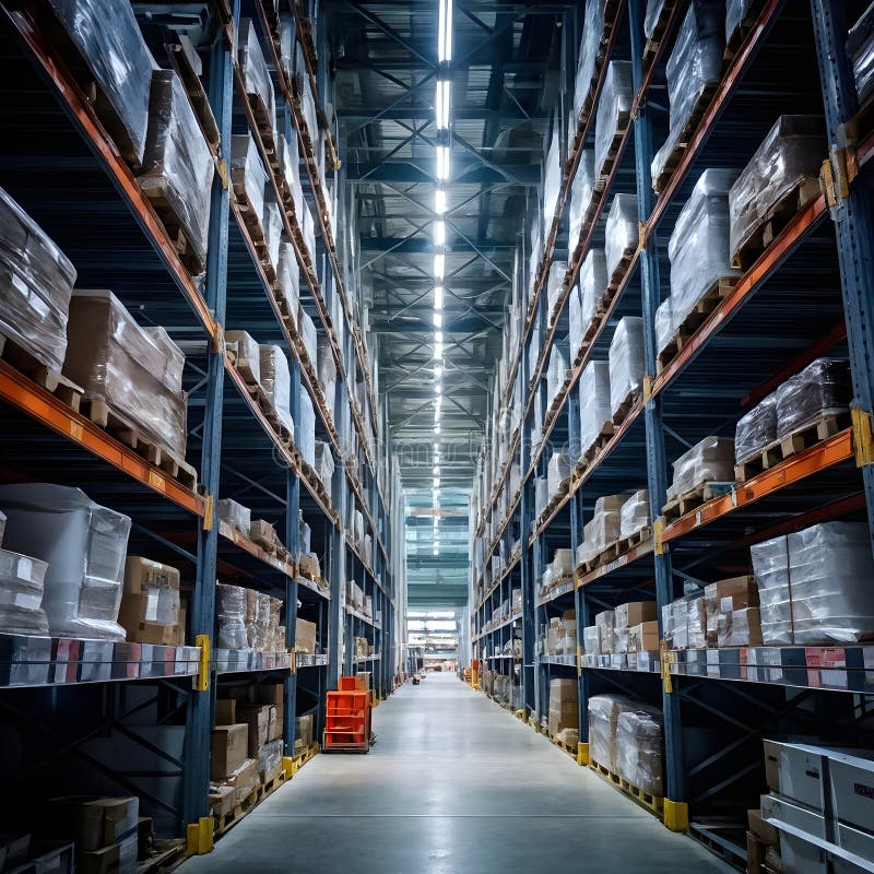 Modern Automated High Rise Warehouse with Metal Racks Stock ...