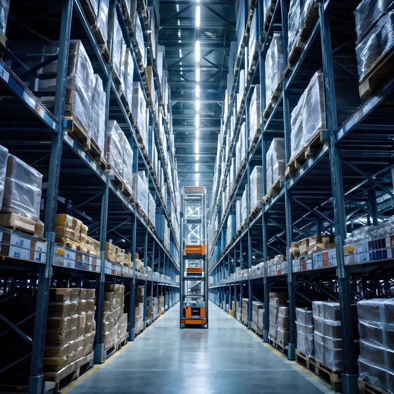 Modern Automated High Rise Warehouse with Metal Racks Stock ...