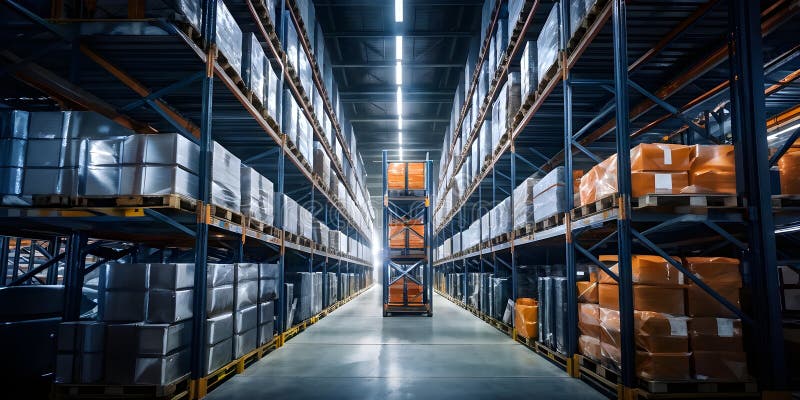 Modern Automated High Rise Warehouse with Metal Racks Stock ...