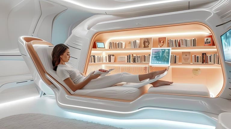 Modern Automated Library stock illustration. Illustration of system ...