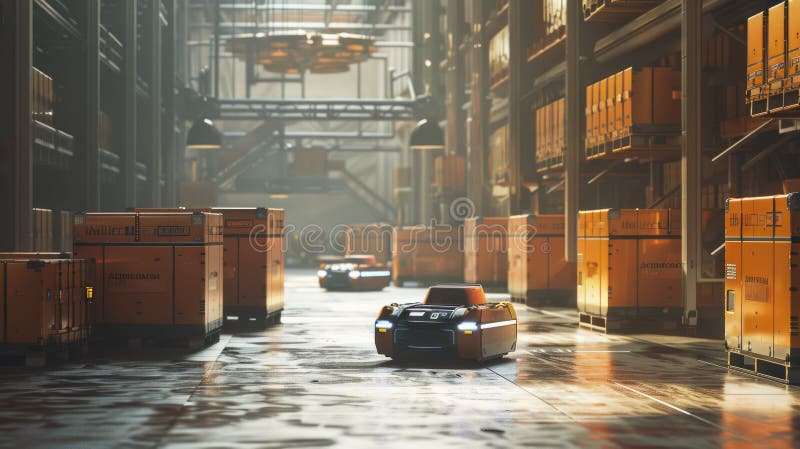 Modern Automated Warehouse Has Robotics and Conveyor Systems Powered by ...