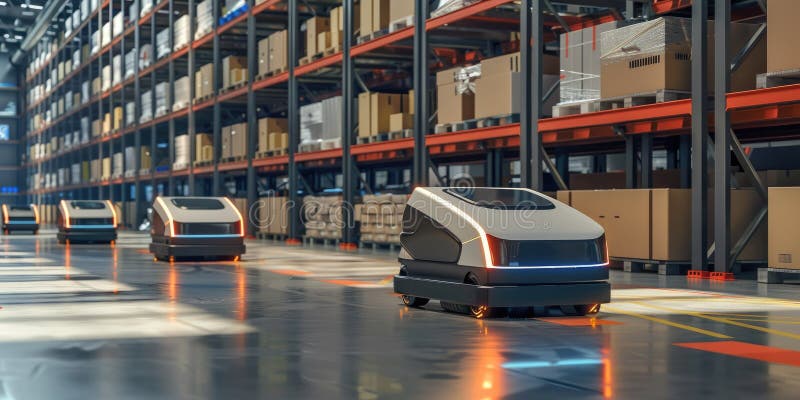 Modern Automated Warehouse Has Robotics and Conveyor Systems Powered by ...