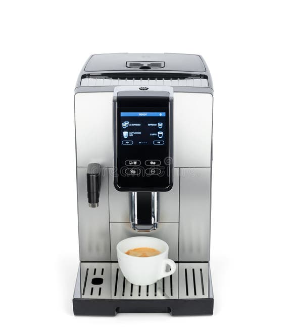 Modern Automatic Coffee Machine with Digital Display and a Freshly ...