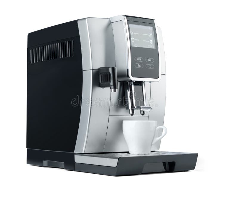 Modern Automatic Coffee Machine with Digital Display and White Cup ...