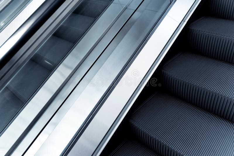 Modern Automatic Escalator System in Shopping Mall Stock Photo - Image ...