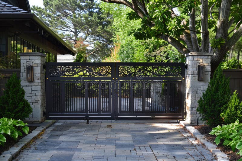 Modern Automatic Gate with Remote Control Stock Image - Image of remote ...