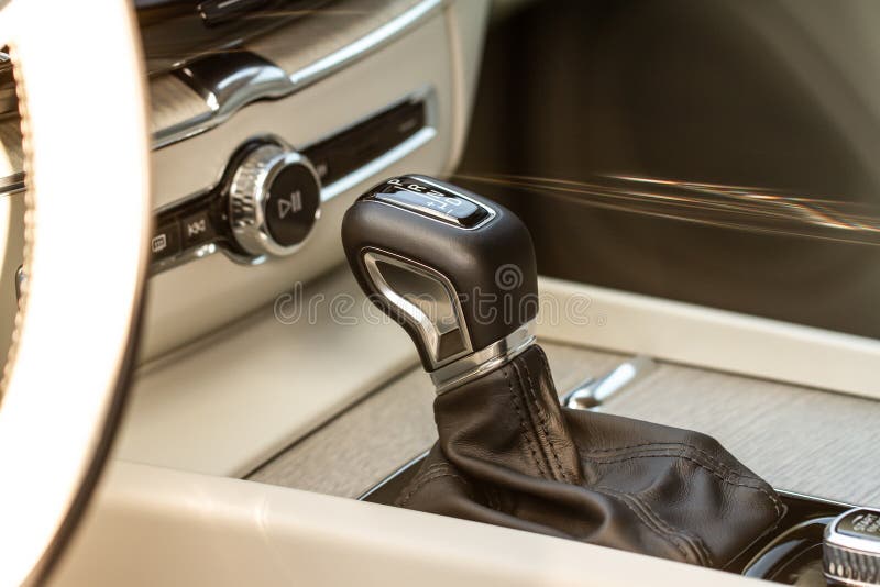 Modern Automatic Gearbox. Close Up of the Gearbox Transmission Handle ...