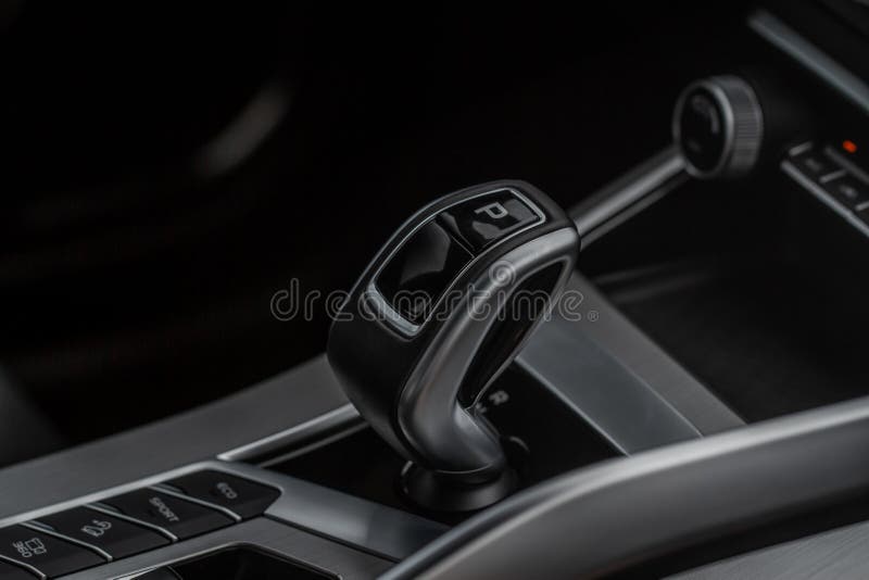 Modern Automatic Gearbox. Close Up of the Gearbox Transmission Handle ...