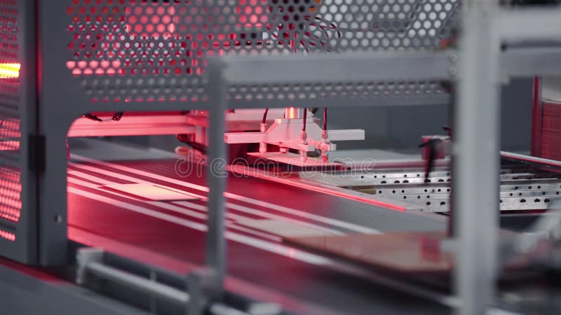 Modern Automatic Machine Line of Cardboard Box. Offset Printing Machine ...