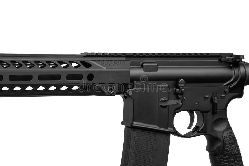 Modern Automatic Rifle Isolated on White Back Weapons for Police ...