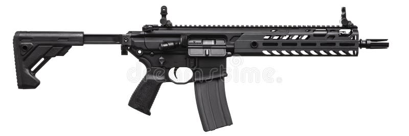 Modern Automatic Rifle Isolated on White Stock Image - Image of machine ...