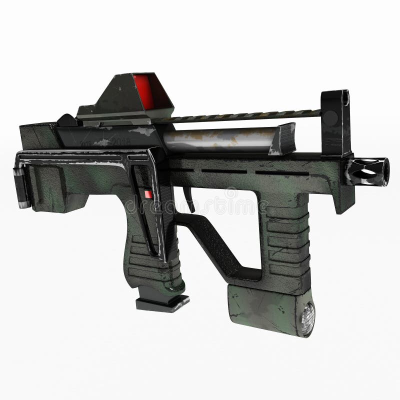 Modern Automatic Weapons Gun of a New Model. Design Concept. 3D ...