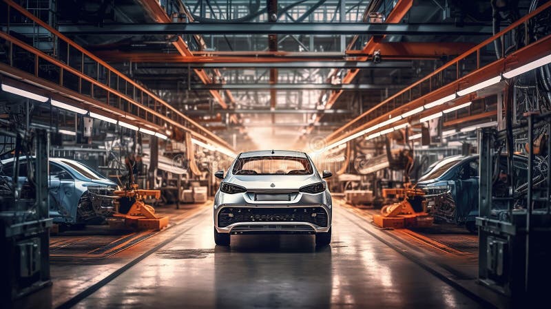 Modern Automatized Car Production in a Factory. Generative Ai Stock ...