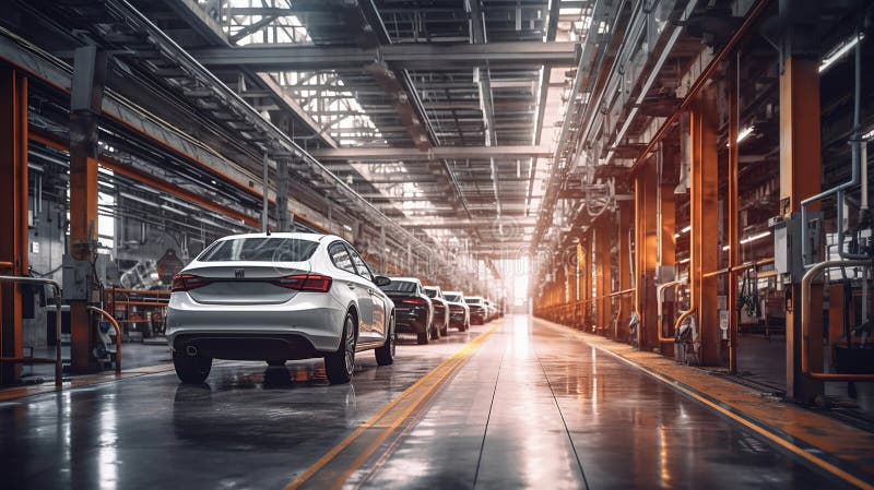 Modern Automatized Car Production in a Factory. Generative Ai Stock ...