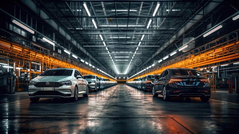 Modern Automatized Car Production in a Factory. Generative Ai Stock ...