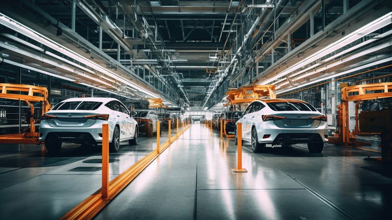 Modern Automatized Car Production in a Factory. Generative Ai Stock ...