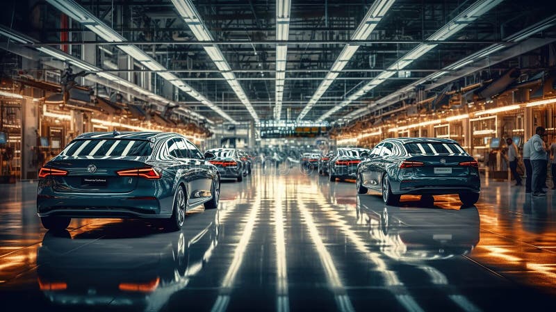 Modern Automatized Car Production in a Factory. Generative Ai Stock ...