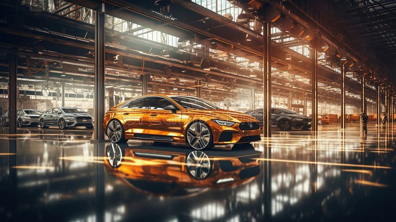 Modern Automatized Car Production in a Factory. Generative Ai Stock ...