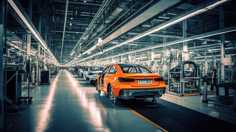 Modern Automatized Car Production in a Factory. Generative Ai Stock ...